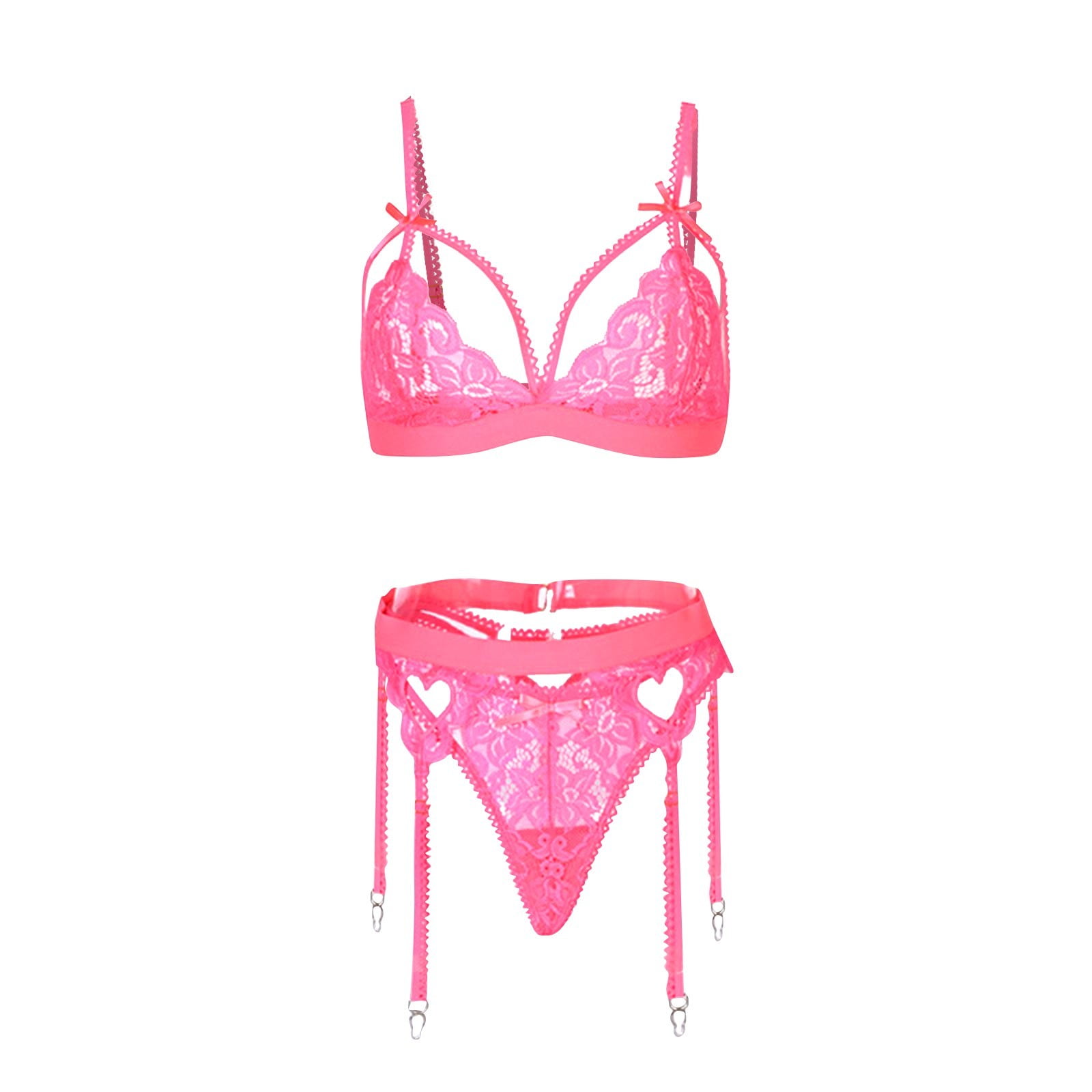 Ydkzymd Womens Bra And Panty Naughty Sexy With Garter Belt Push Up Deep V Lingerie Plus Size