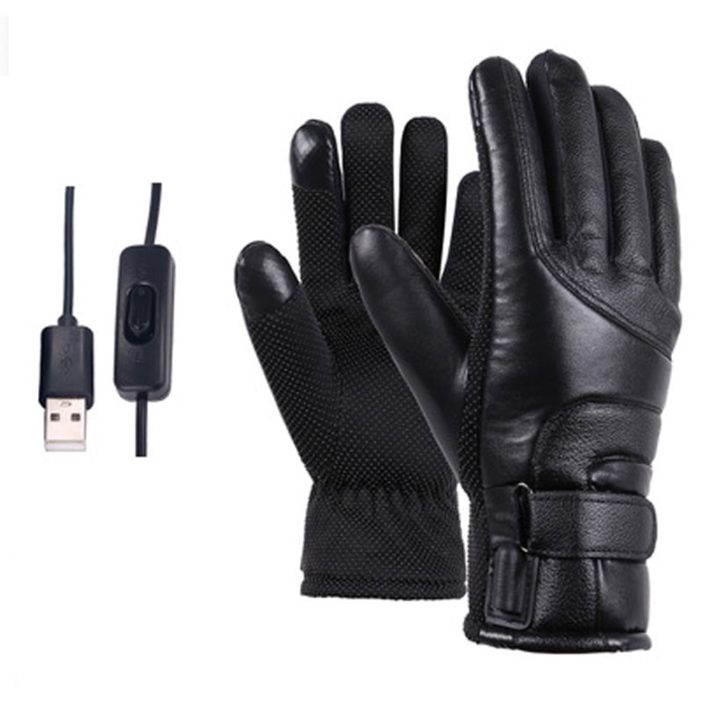 Yucurem Leather Thermal Heated Gloves Hand Warmer Electric Heating ...
