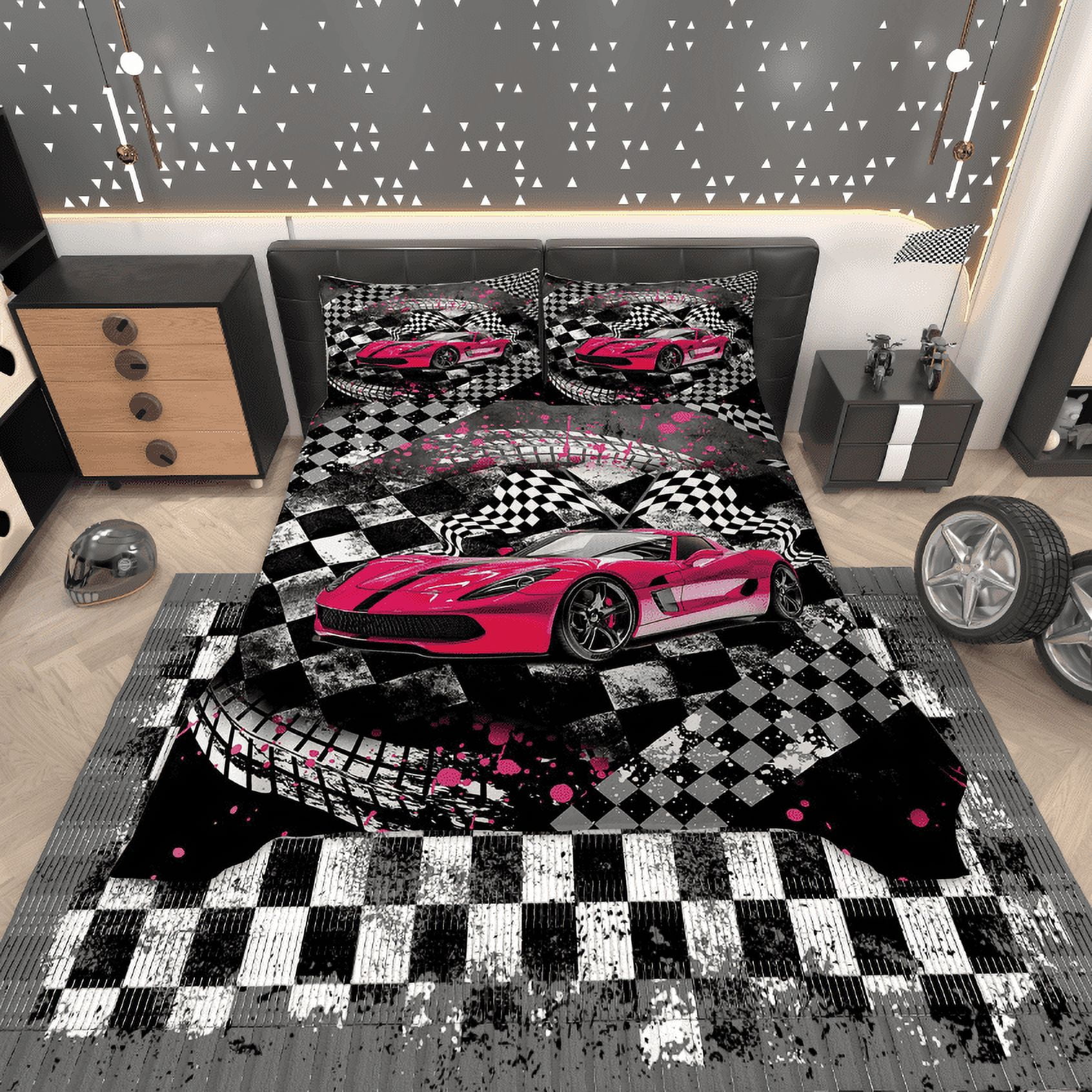 Erosebridal Girls Race Car Bedspread Sets Twin Size for Kids Teens ...