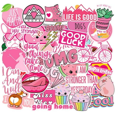 Cute Pink Teen Girl IBAOLEA 42 Pcs for Laptop and Water Bottles ...