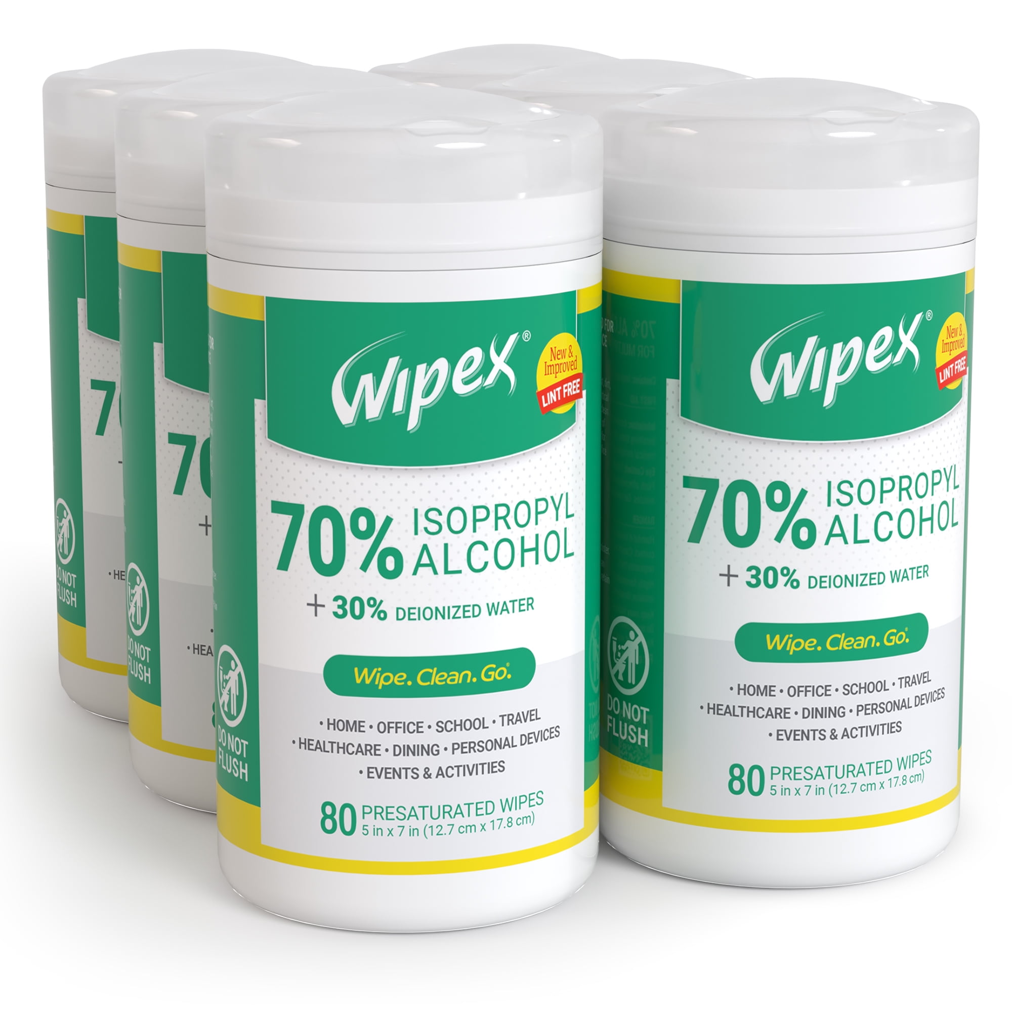 Wipex 70% Isopropyl Alcohol (IPA) Wipes Canister 80ct, 6Pk Case ...