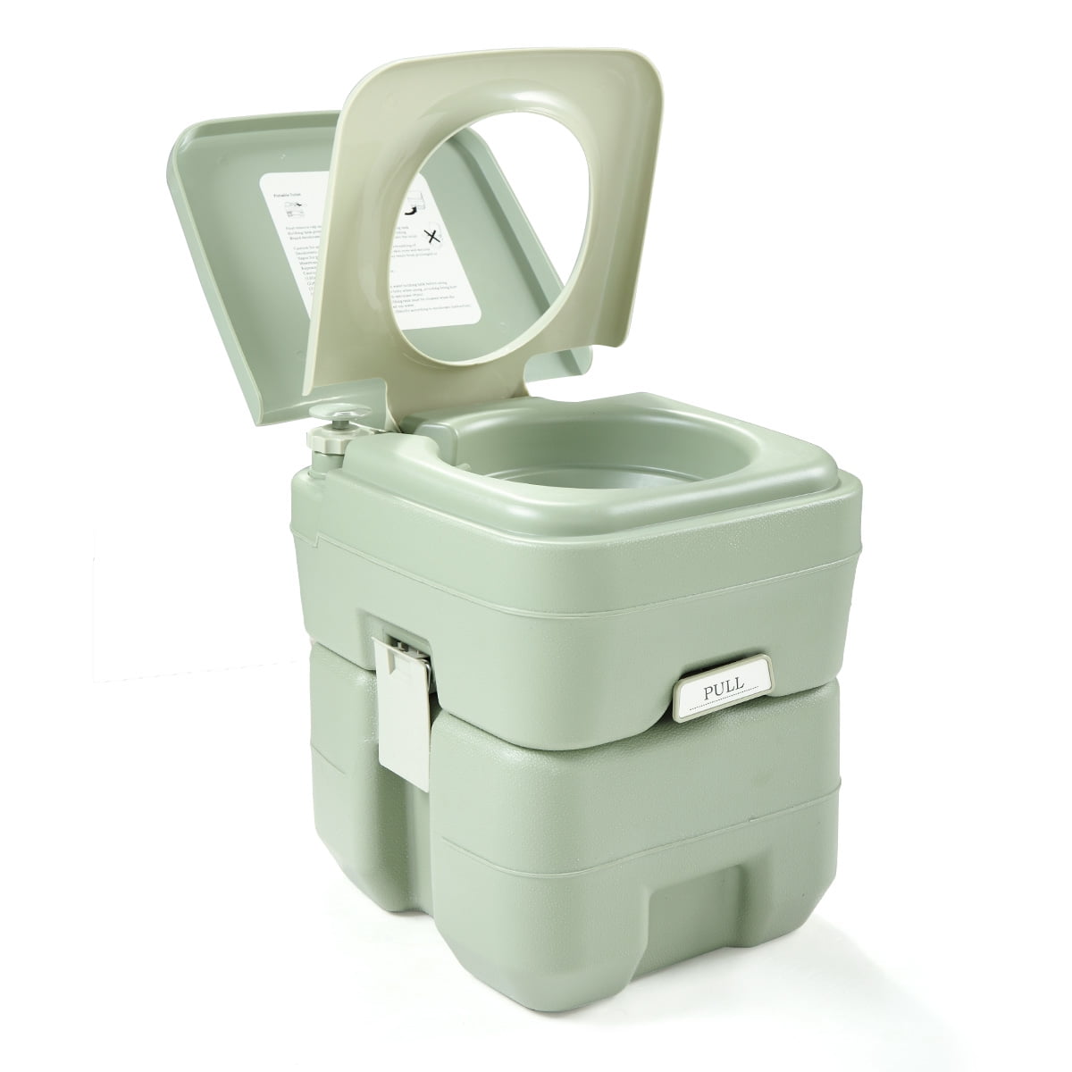 Jaxpety Portable Push-rod Toilet, 20L/5.28 Gallon Outdoor Commode with ...