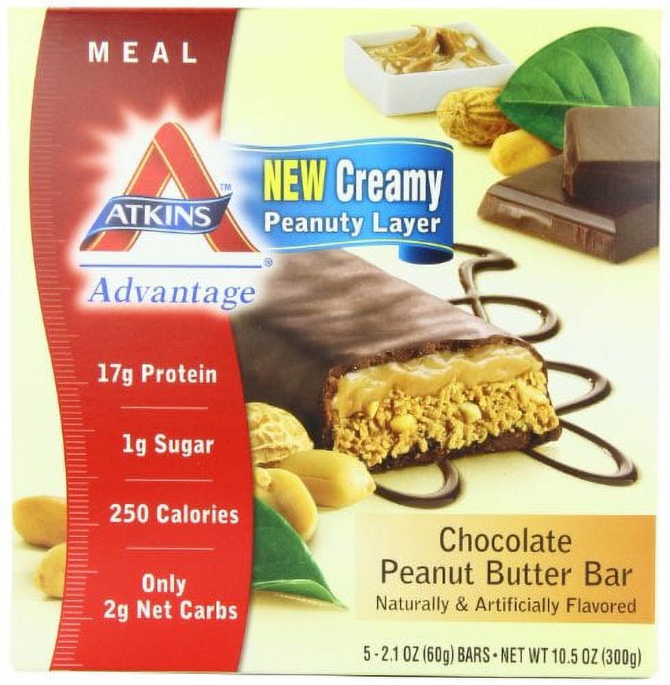 Atkins Advantage Bars, Chocolate Peanut Butter, 2.1-Ounce Bars 5 count ...