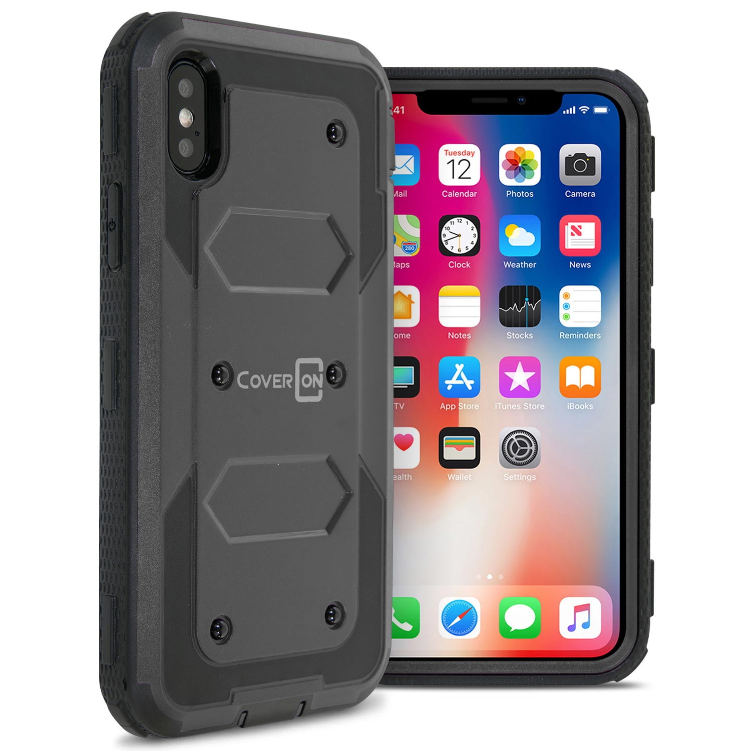 CoverON Apple iPhone X Case, Tank Series Hard Protective Armor Phone ...