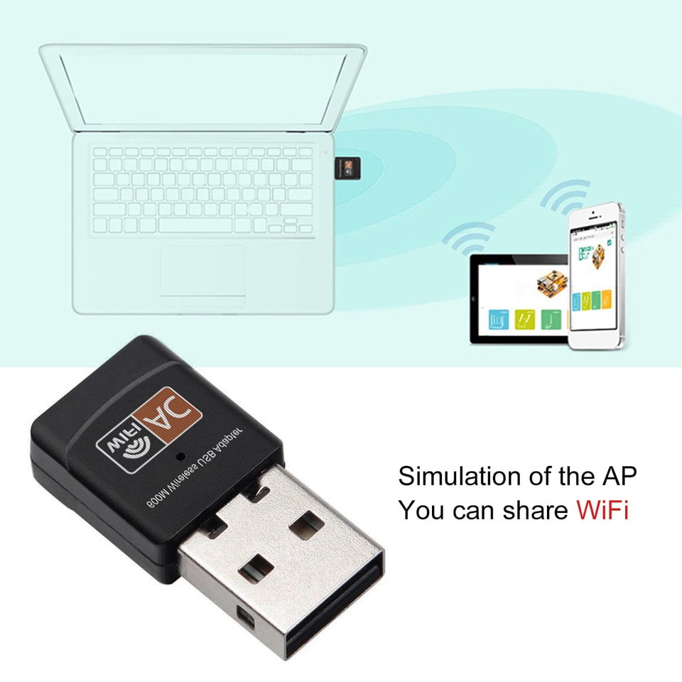 2.4GHz 5GHz Wireless Wifi Adapter Computer Network Card AC600Mbps USB ...