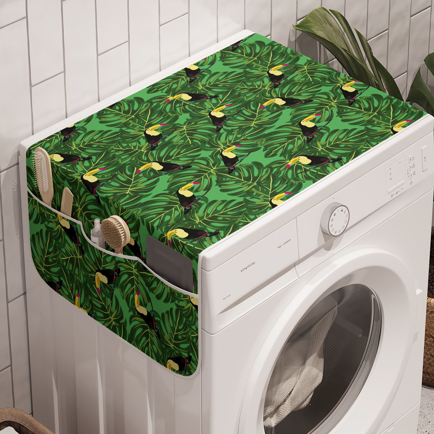 Tropical Washing Machine Organizer, Toucan Birds Jungle Tree Branches ...