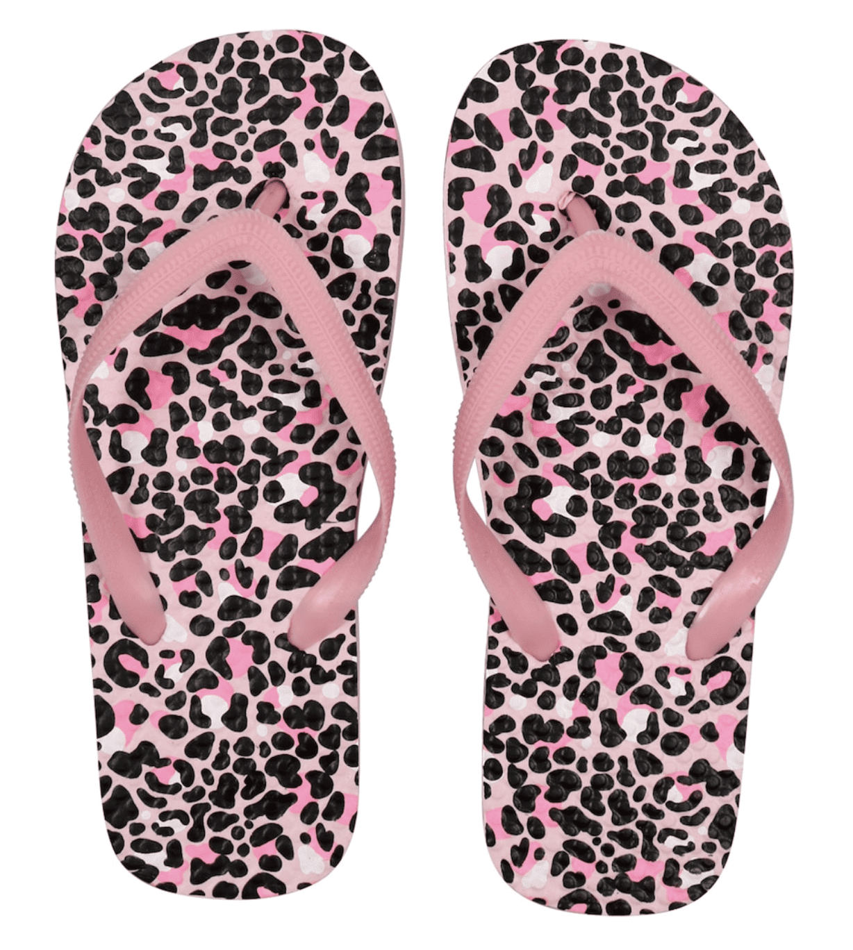 Girls Juncture "Cheetah" Rubber Flip-Flops - Pink/Black [Size S 11/12 ...