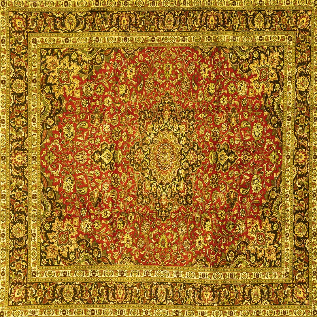 Ahgly Company Indoor Square Persian Yellow Traditional Area Rugs, 8 ...