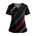 250th Anniversary Patriotic Flag Scrubs Top for Women - V-Neck Short ...