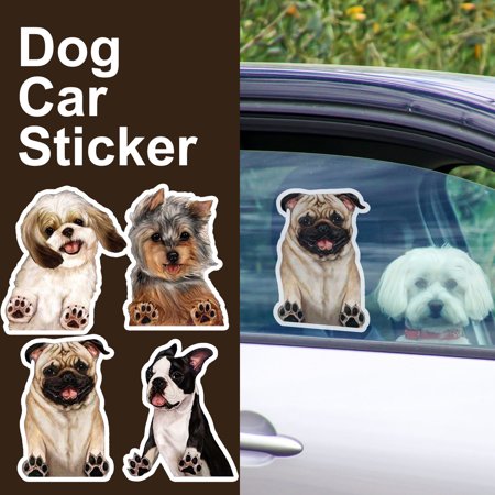Aofa 4Packs Dog Window Clings Car Crack Decals Pet Stickers Realistic ...
