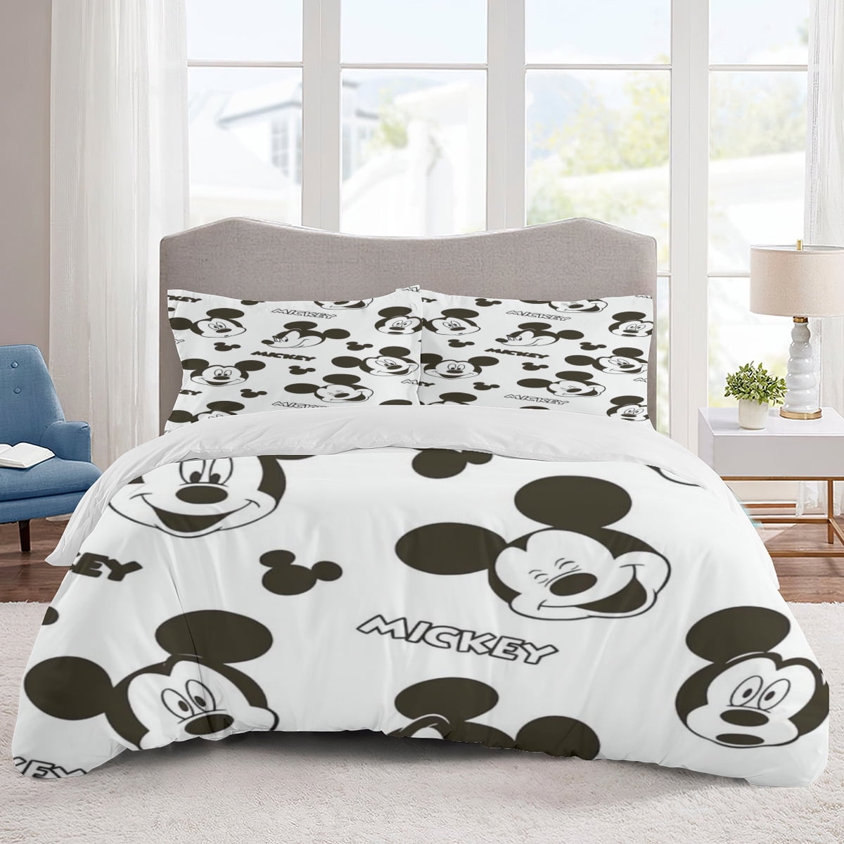 Mickey Mouse Bedding Sets Cartoon Duvet Cover Lightweight 3 Piece Bet ...