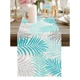Burlap Table Runner 60 Inches Long, Abstract Turquoise Gray Palms ...