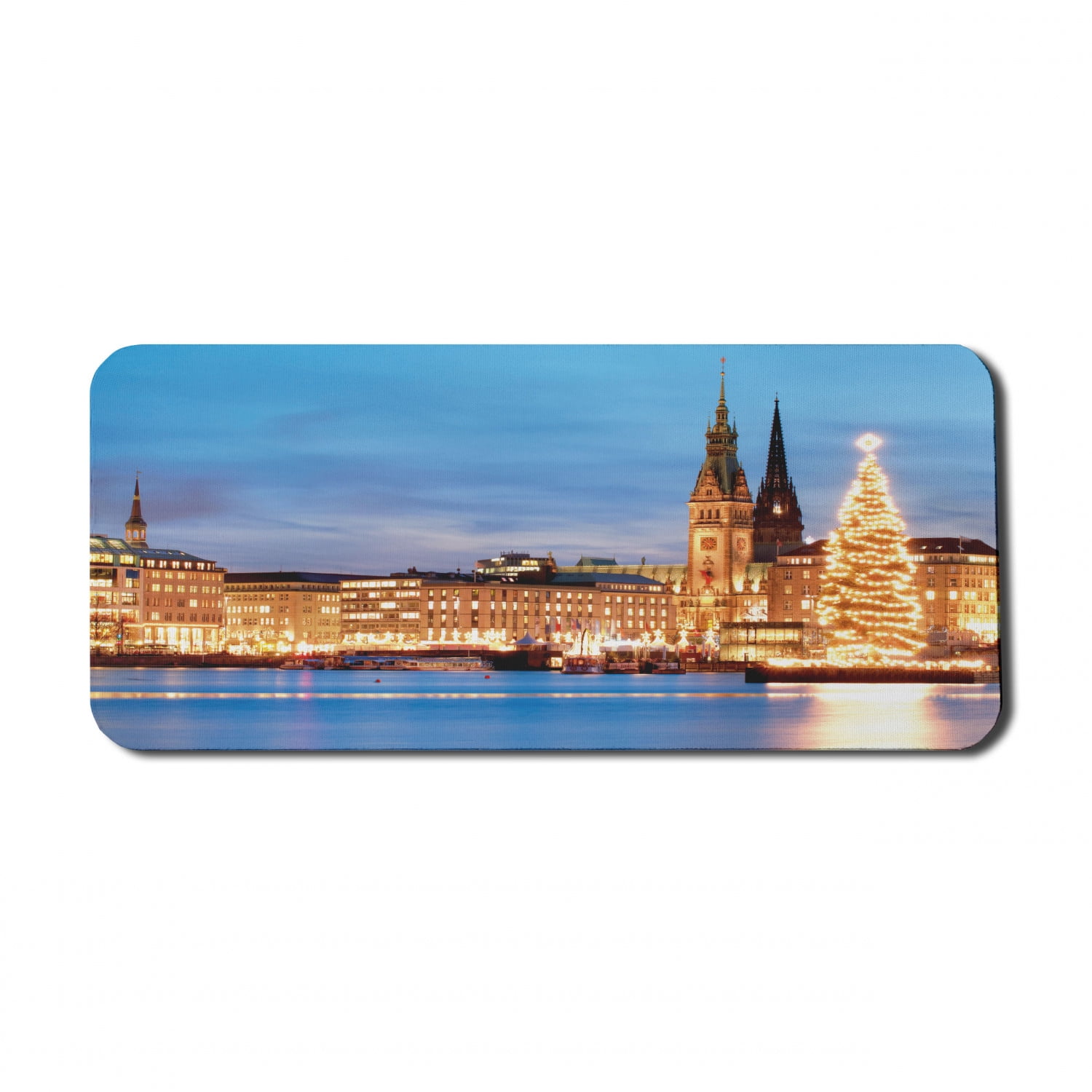 Winter Computer Mouse Pad, Hamburg Germany Old Town Hall with Christmas ...