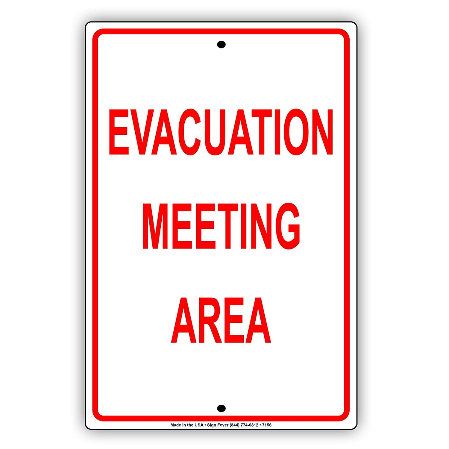 Evacuation Meeting Area Warning Notice Note Plate Aluminium 18"x24 ...
