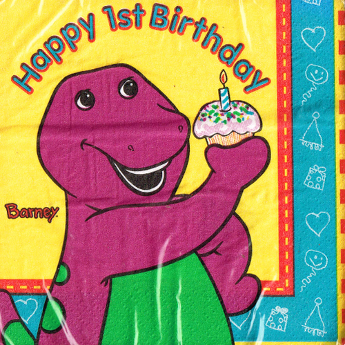 Barney Vintage 1st Birthday Lunch Napkins (16ct) - Walmart.com