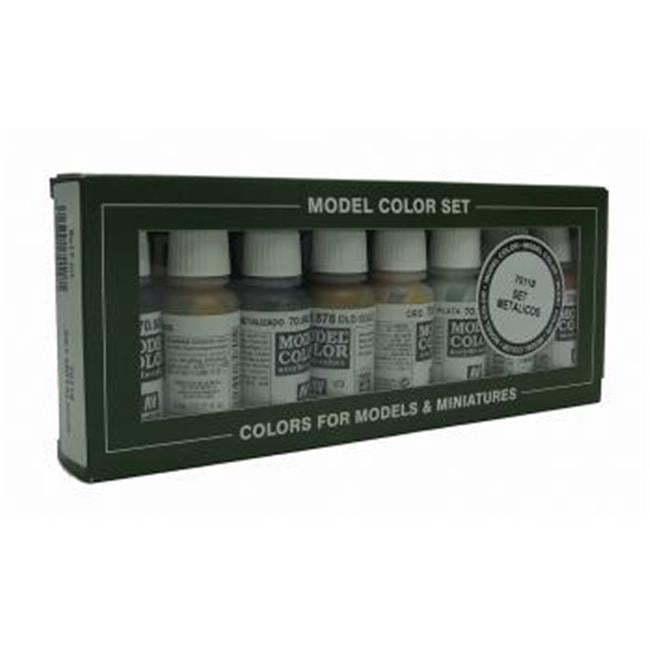 Acrylicos Vallejo VJP70118 Model Paint Set, Metallic Color - Pack of 8 ...