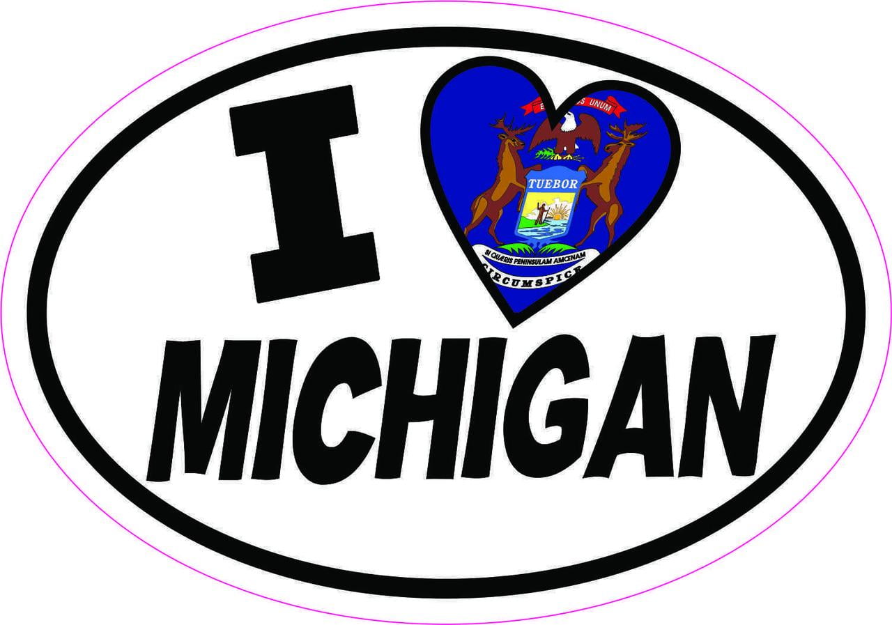 5in x 3.5in Oval I Love Michigan Sticker - Walmart.com