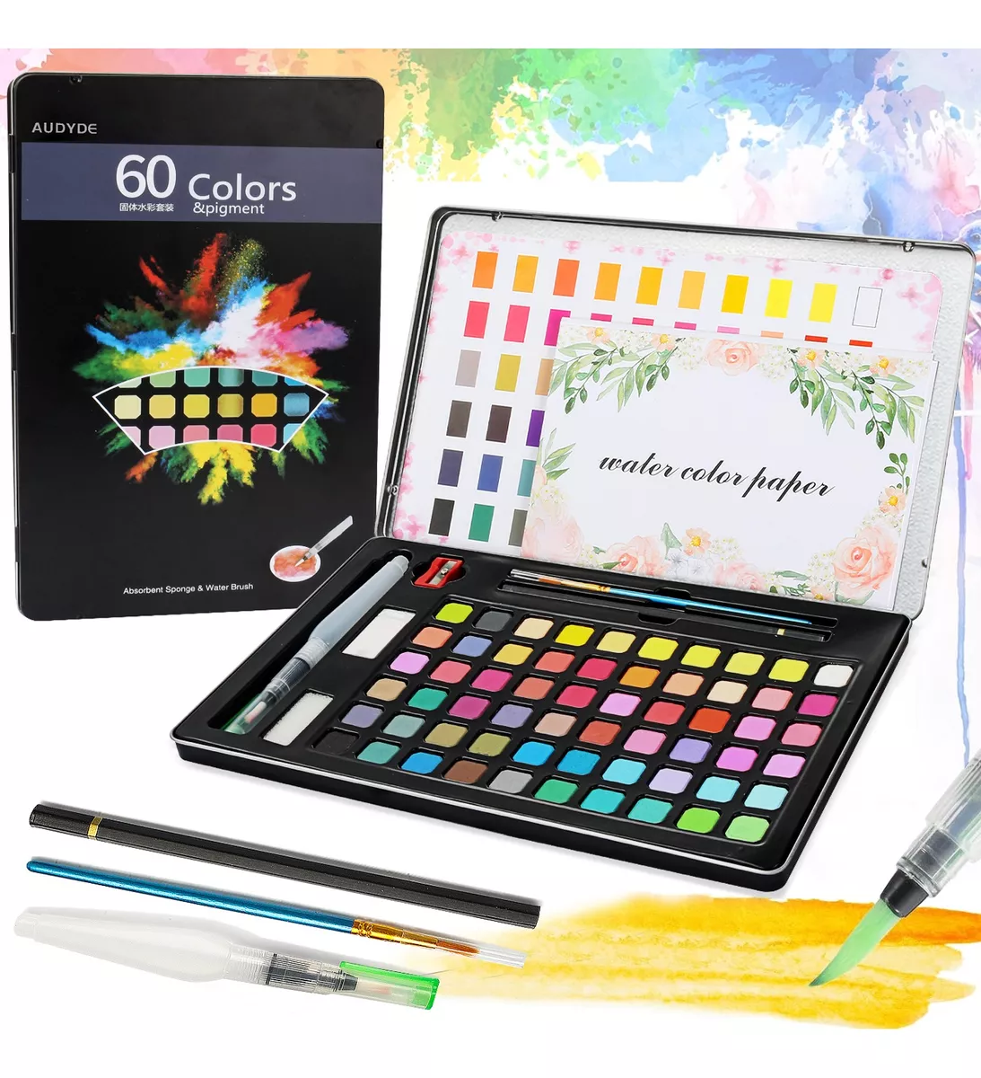 Kit Acuarelas Profesionales Pintura Acuarela Art 60 Colores | Walmart ...