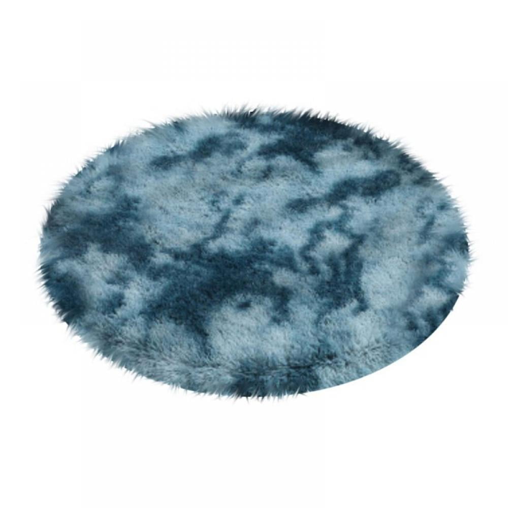 ShengShi Dark Blue Round Rug for Girls Bedroom,Fluffy Circle Rug 160cm ...