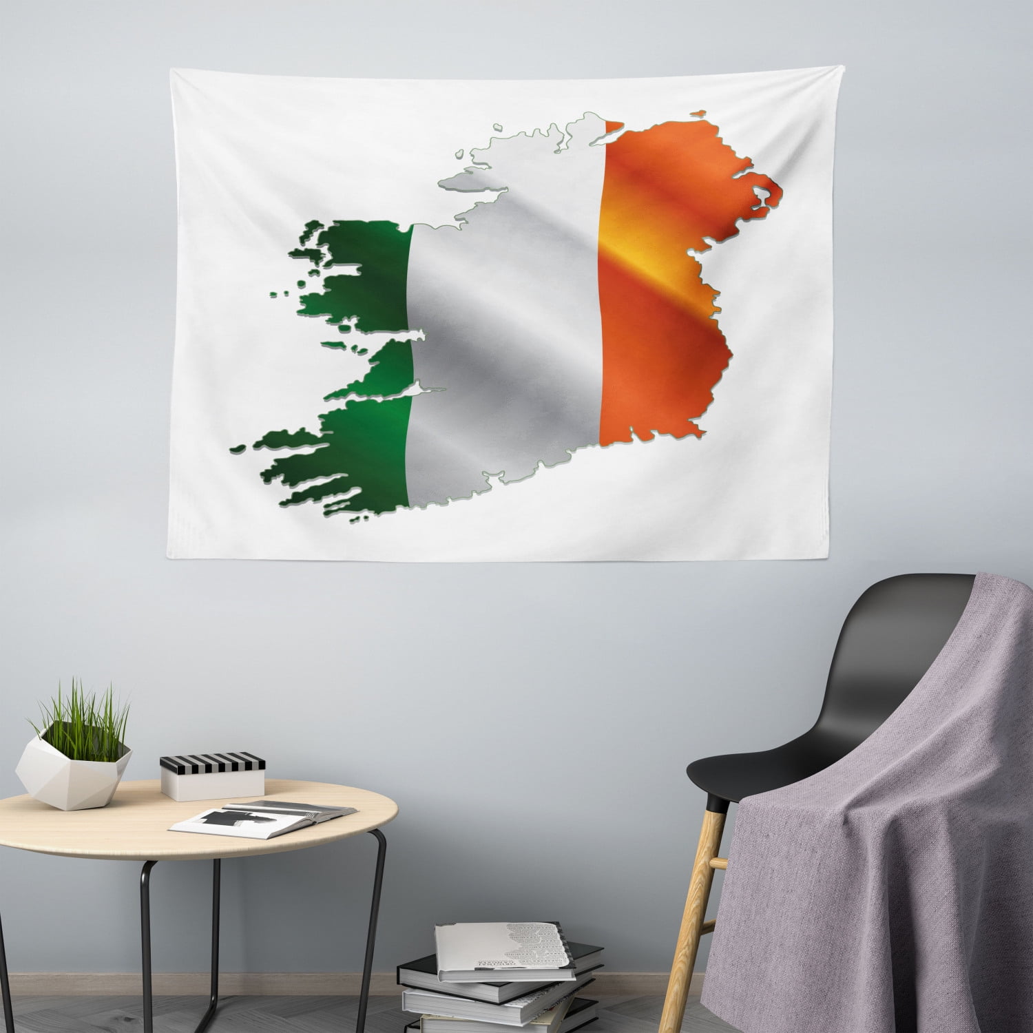 Ireland Map Tapestry, Modern National Flag Colors on Mapping ...