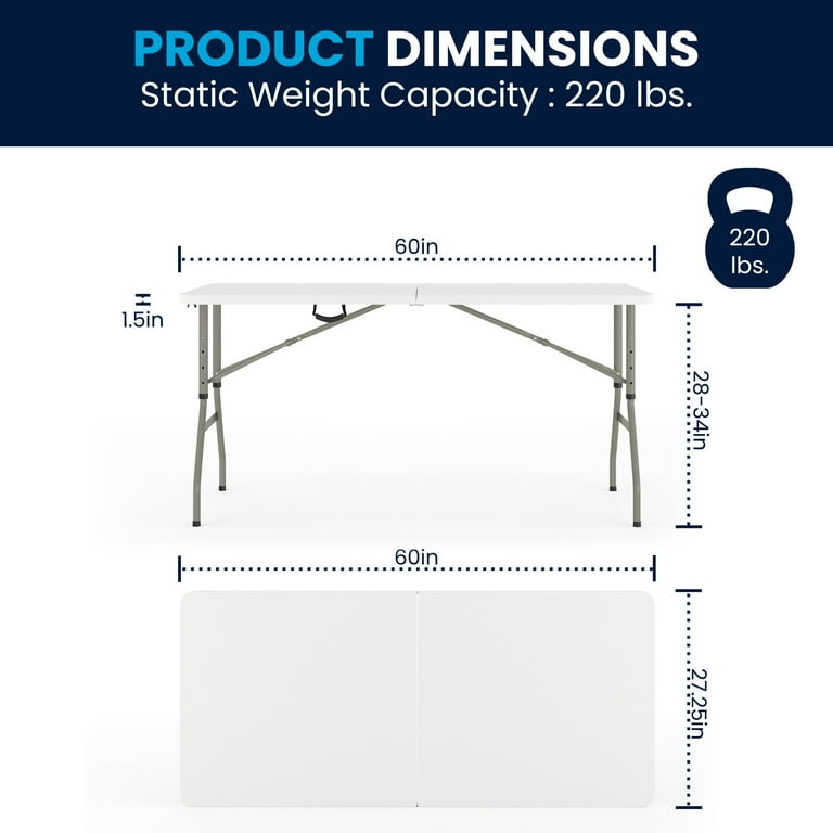 Flash Furniture 5-foot Rectangular Folding Table 5-Foot Plastic Folding ...