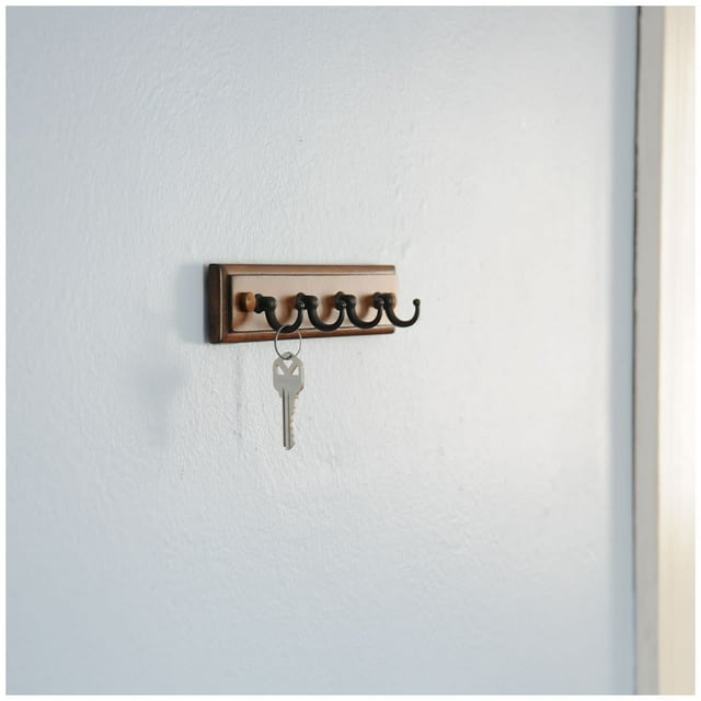 Hickory Hardware S058028-MGBI 8 in. Long 4 Key Hook Rail, Medium Wood ...