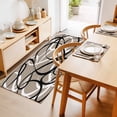Abstract Wave Line Runner Rugs 2x6ft Black White Brown Geometric Stripe ...