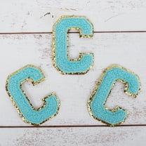 3 Pack Chenille Iron On Glitter Varsity Letter "C" Patches - Blue ...