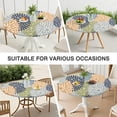 Blue Floral and Petal Pattern Round Fitted Tablecloth with Elastic Edge ...
