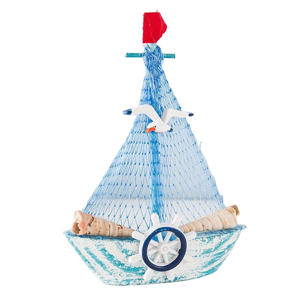 Mediterranean Style Camouflage Small Fishing Boat Ornaments Wooden ...