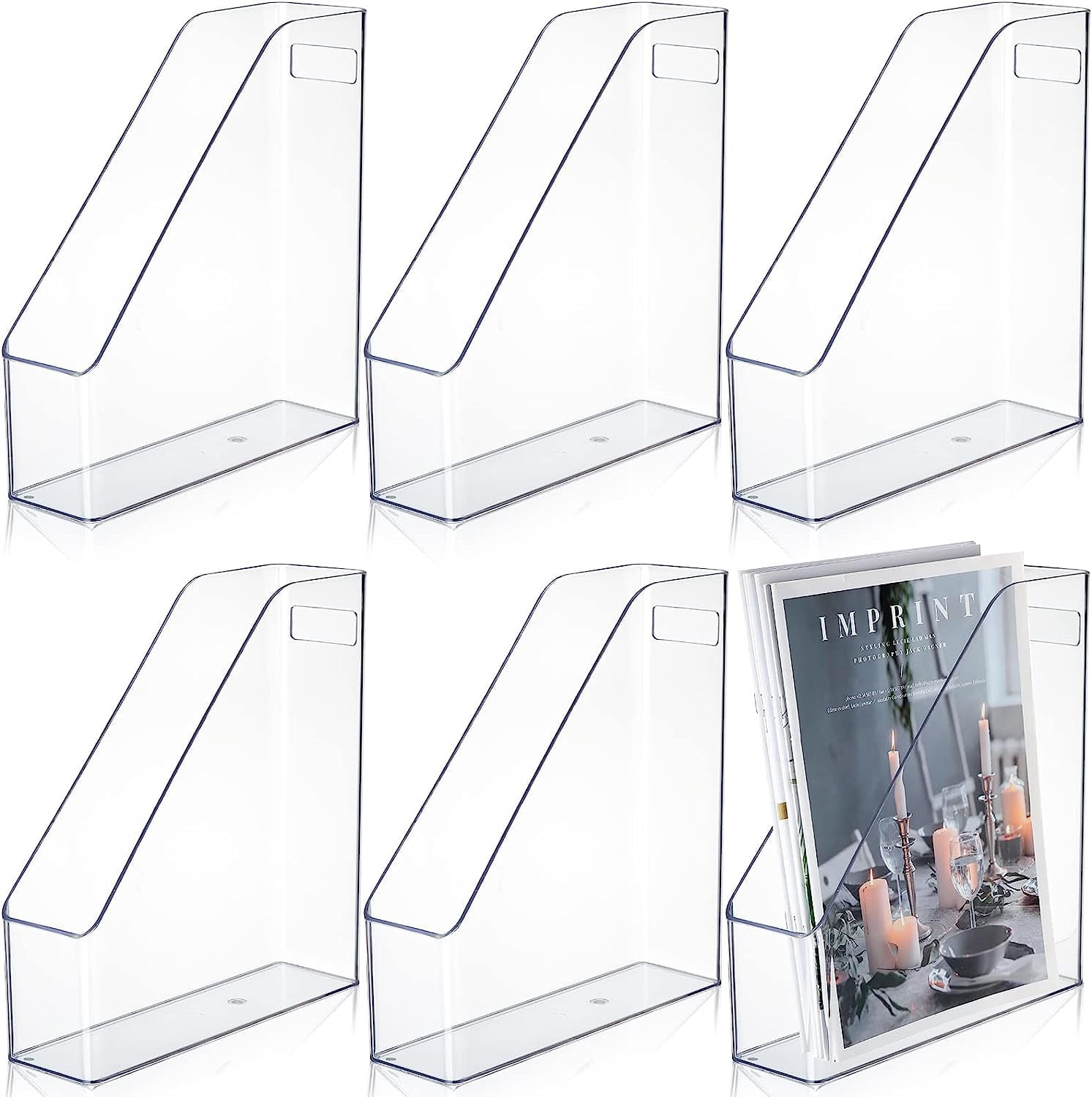 12 Pcs Clear Acrylic Magazine File Holder Plastic Desk Organizer with ...
