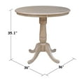 Solid Wood 36" x 36" Round Pedestal Dining Table in Washed Gray Taupe ...