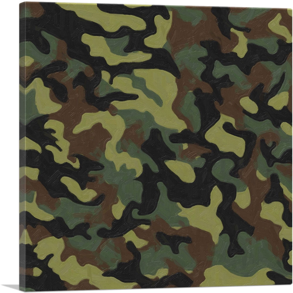 ARTCANVAS Army Green Black Brown Camo Camouflage Pattern Canvas Art ...