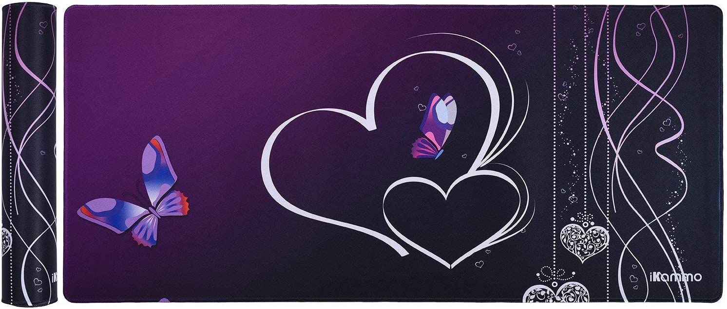 Large Desk Pad Extended Gaming Mouse Pad Big Cute Purple Butterfly ...