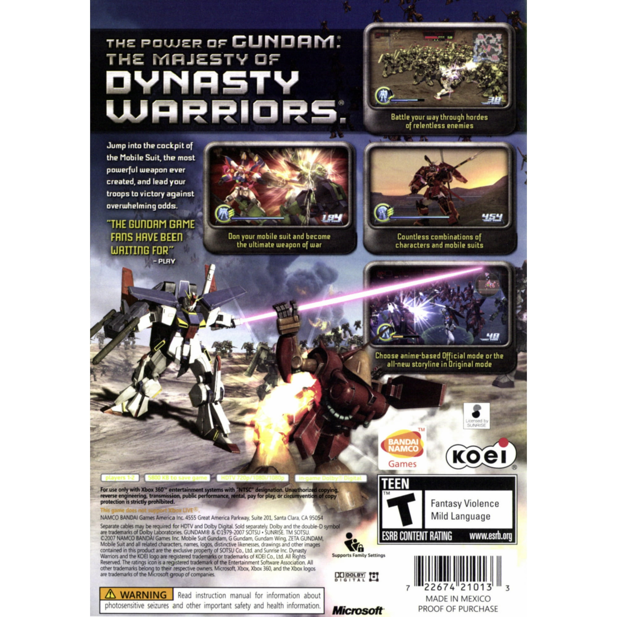 Dynasty Warriors Gundam Xbox 360
