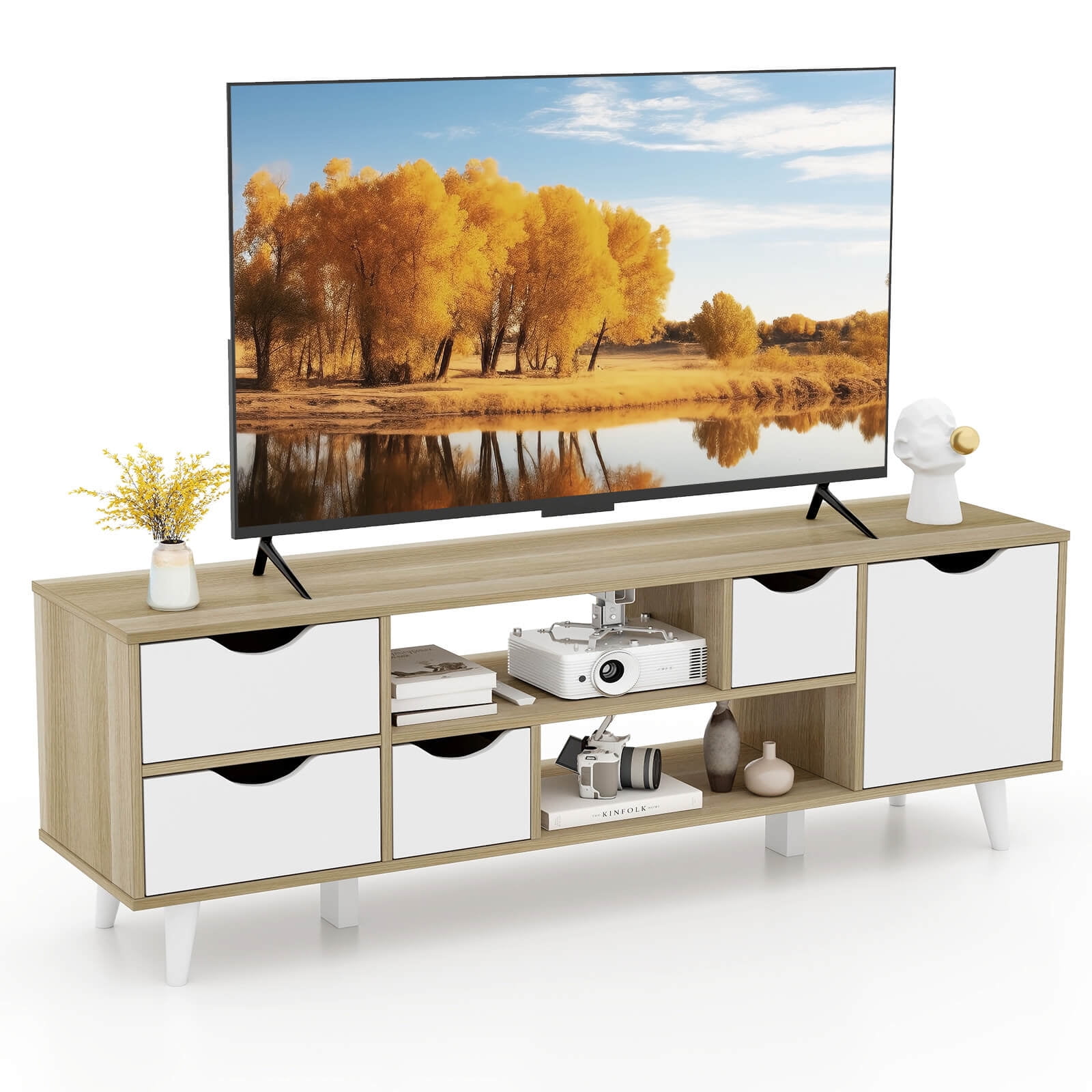 Click here for Costway Tv Stand For Tvs Up To 55 With Storage 4 D... prices