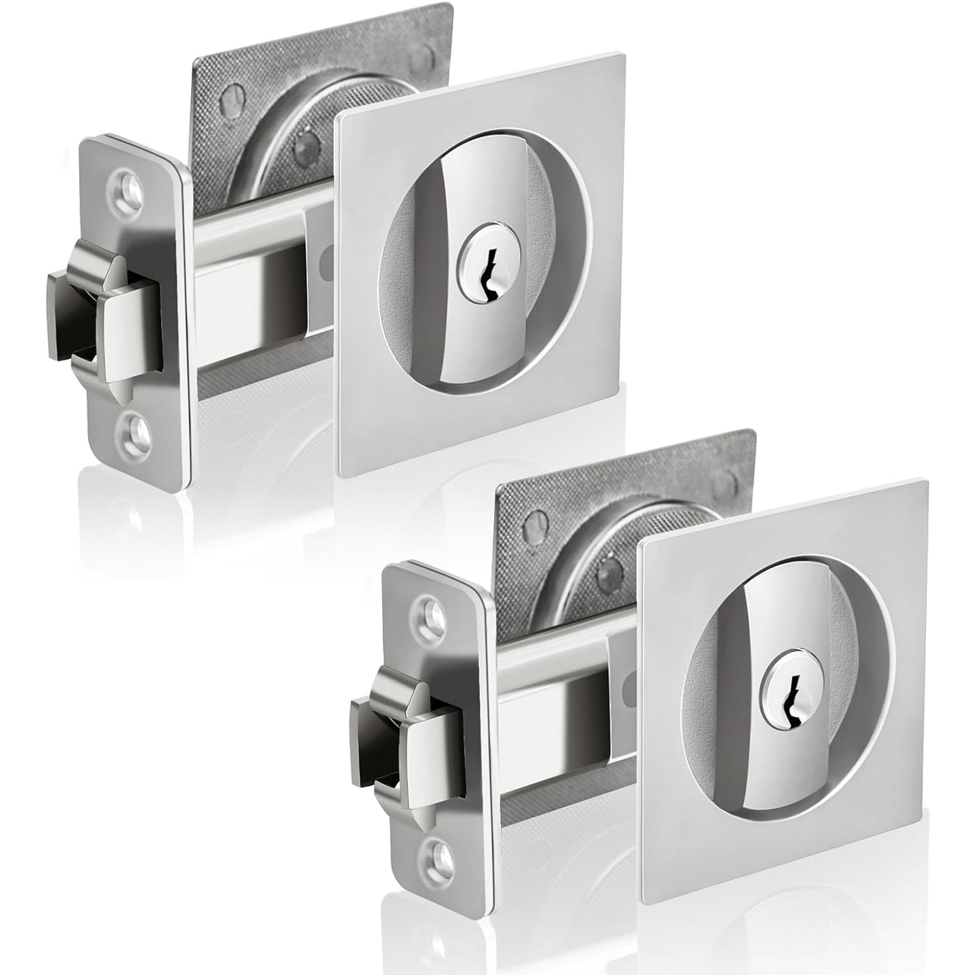 Click here for Hshdldf Pocket Door Lock With Keys Brushed Nickel... prices
