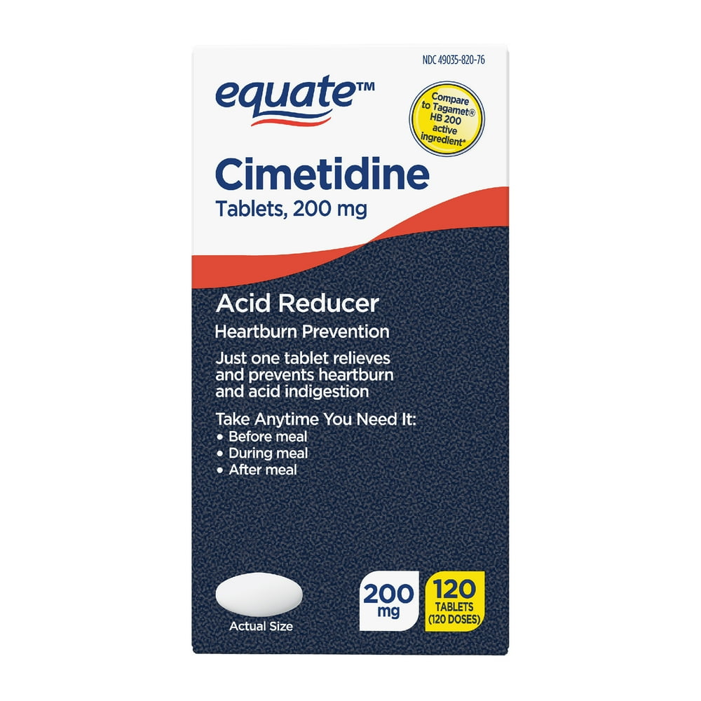 Equate Cimetidine Tablets 200 mg, Acid Reducer, 120 Ct - Walmart.com ...