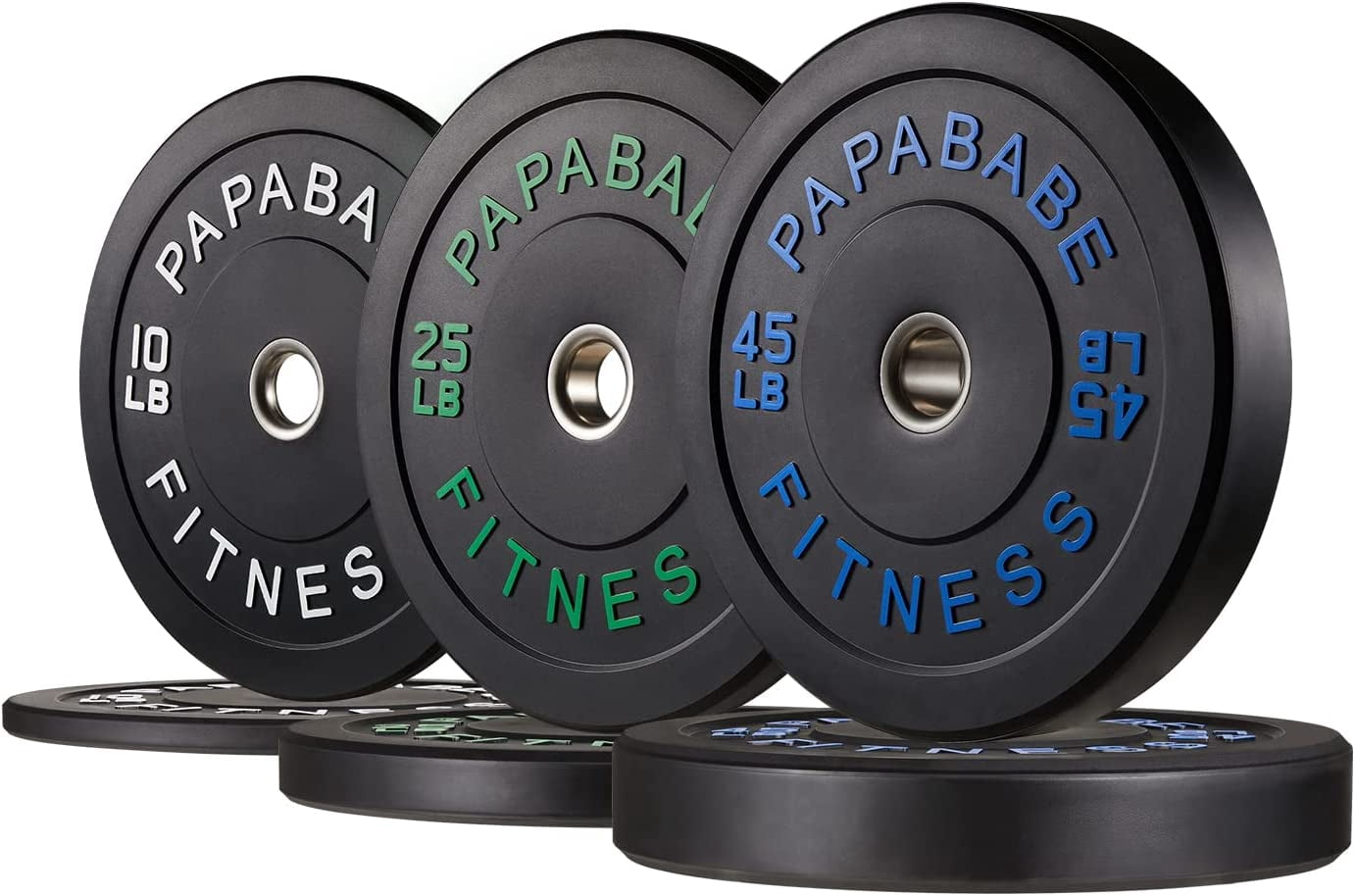 Papababe Bumper Plates Set 2 inch Color Coded Olympic Weight Plates
