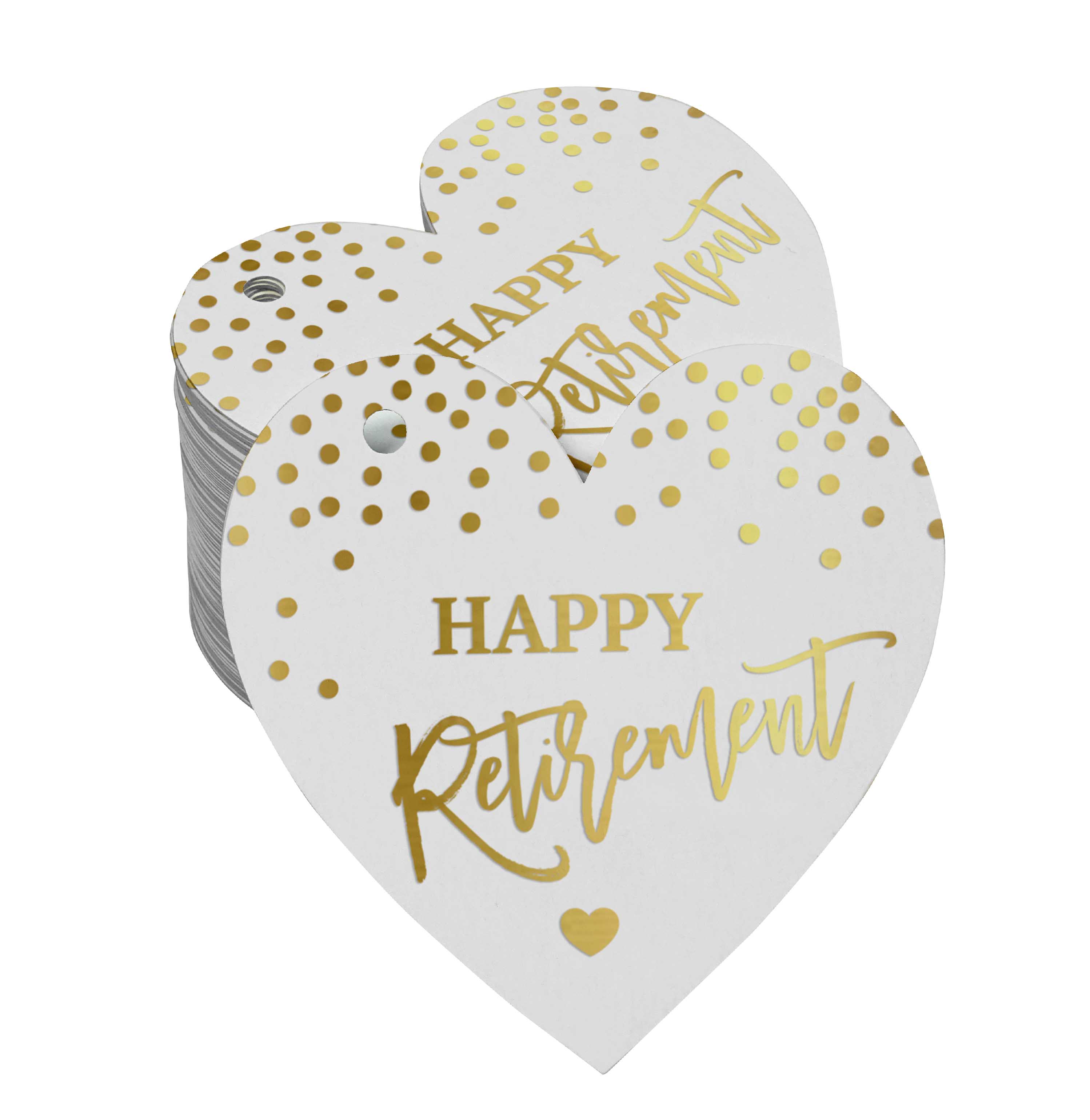 Inkdotpot 50 Pack Happy Retirement Favor Paper Tag Craft Real Gold Foil ...