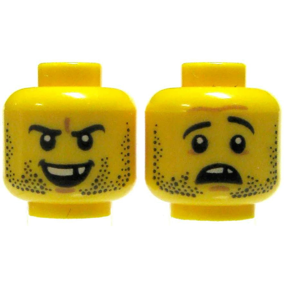 LEGO Minifigure Parts Yellow Male with Stubble and Missing Tooth Grin ...