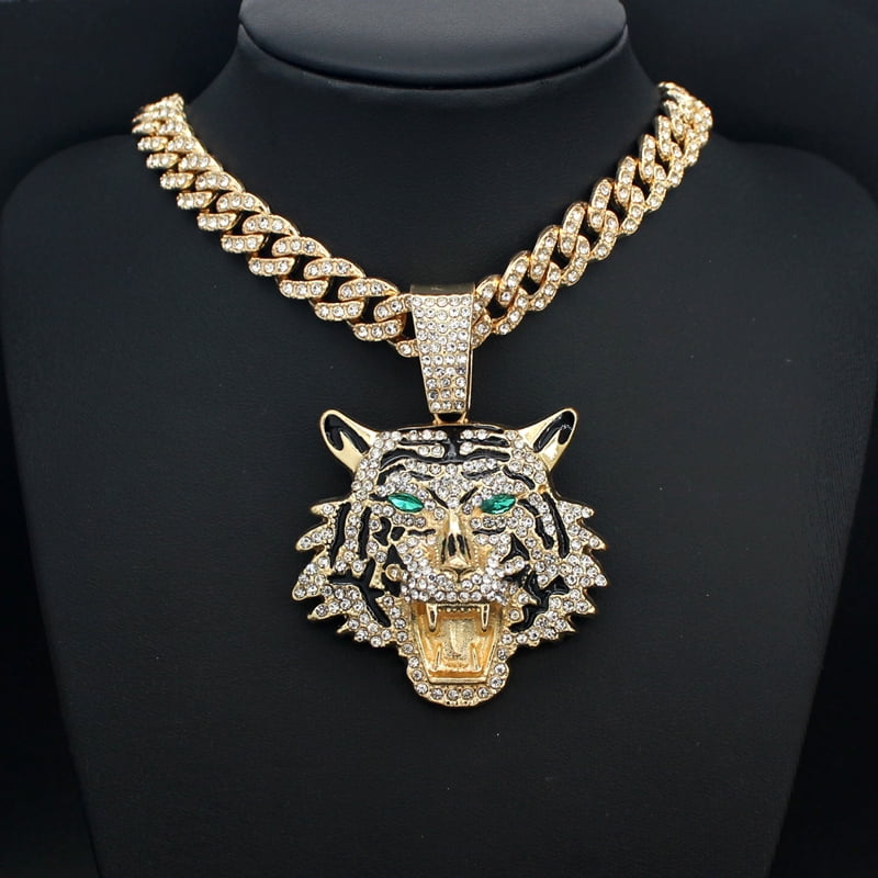 Click here for Qby Hip Hop Big 3d Tiger Pendant Necklace Crystal... prices