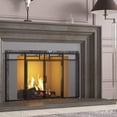 3-Panel Folding Fireplace Screen with Magnetic Hinged Doors, Solid ...