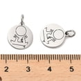 304 Stainless Steel Charms with Jump Ring Flat Round Charm Laser Cut ...