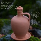Natural Clay Water Pitcher, Unglazed Terracotta Carafe, Brown, 3.3 Qts ...