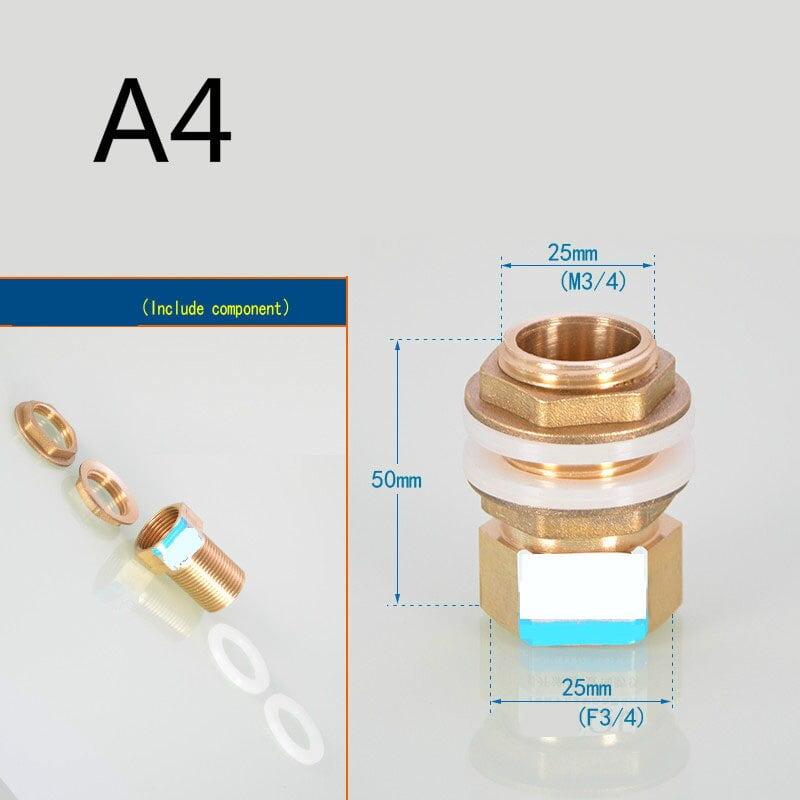 Water tank connector 3/4 inch Female&Male Thread copper fittings ...