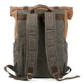 Ismart Waxed Canvas Backpack, Roll-Top Rucksack with Genuine Leather ...