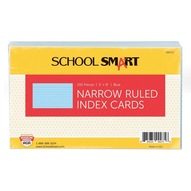 Index Cards School Smart Ruled, 5 x 8 pulgadas, azul, paquete de 100 ...