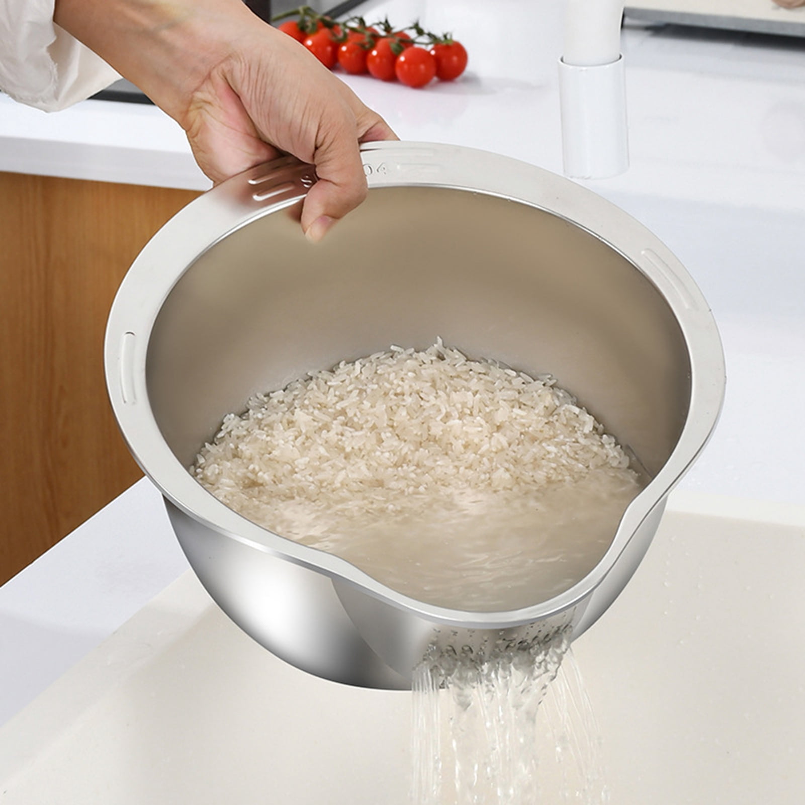 Rice Washing Bowl with Strainer - Food Grade - Vegetables Fruits Beans ...