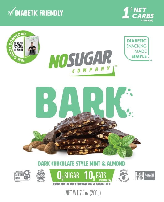 No Sugar Company Bark Dark Chocolate Style Mint and Almond, 7.1 oz ...